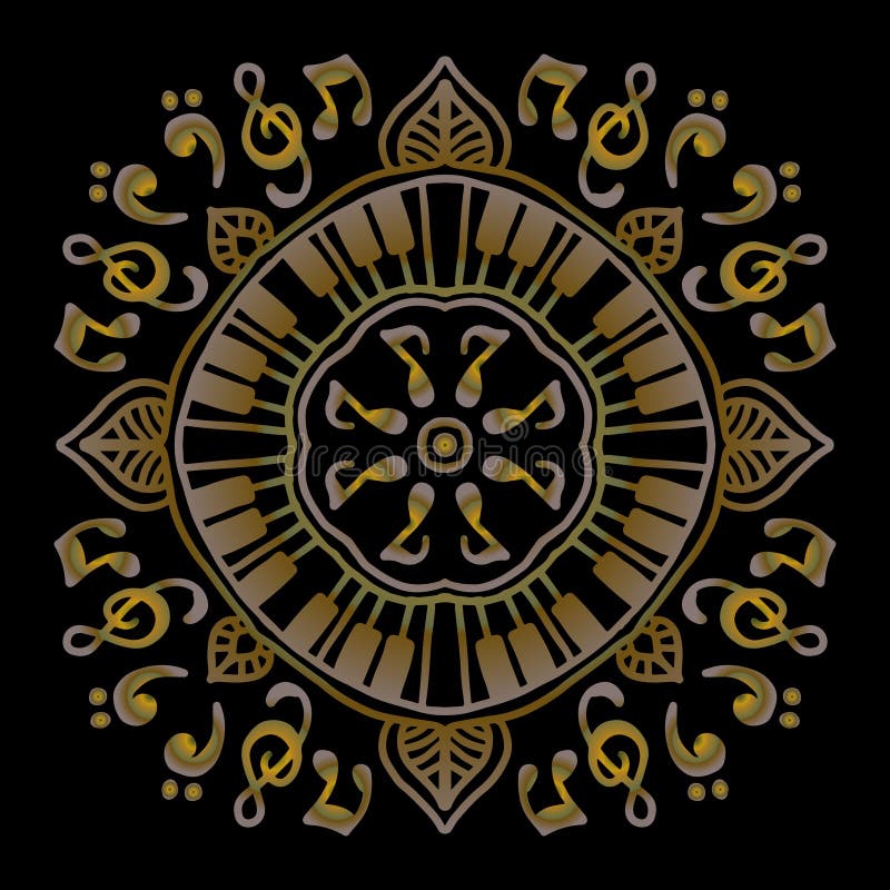 Vector Circle of Mandala with Music Ornament Pattern. Stock Vector ...
