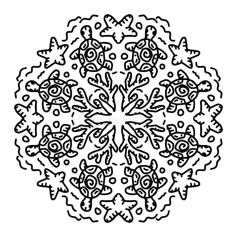 Vector Circle of Mandala with Turtle Ornament Pattern. Stock Vector ...