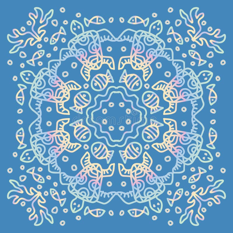 Vector Circle of Mandala with Turtle Ornament Pattern. Stock Vector ...