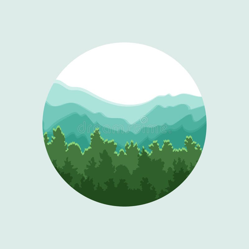 Vector Circle with Mountains Illustration, Isolated Design Element ...