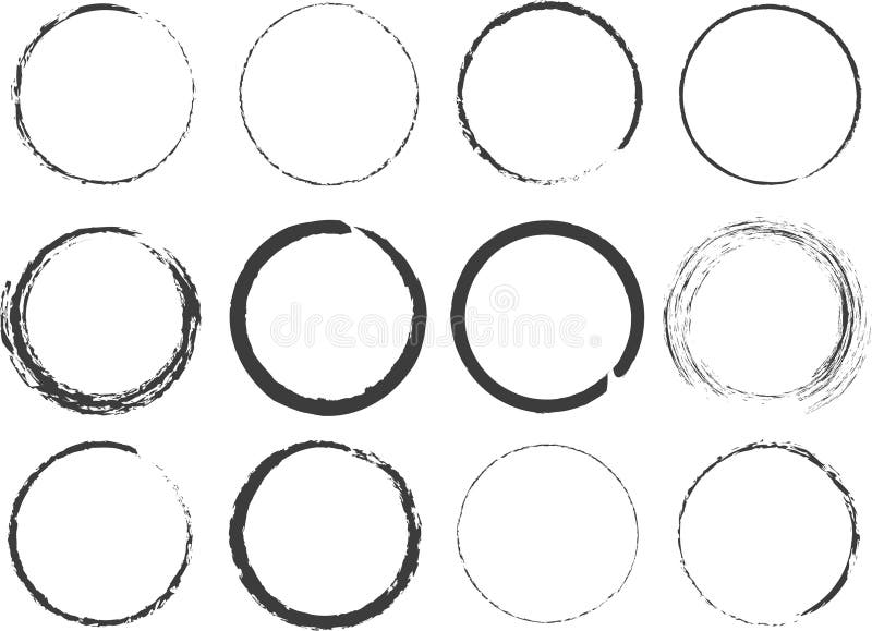 Vector Circles with a Brush on a White Background Stock Vector ...
