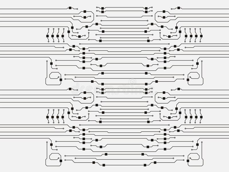 Vector Circuit Board Elements on Grid Illustration Stock Illustration ...