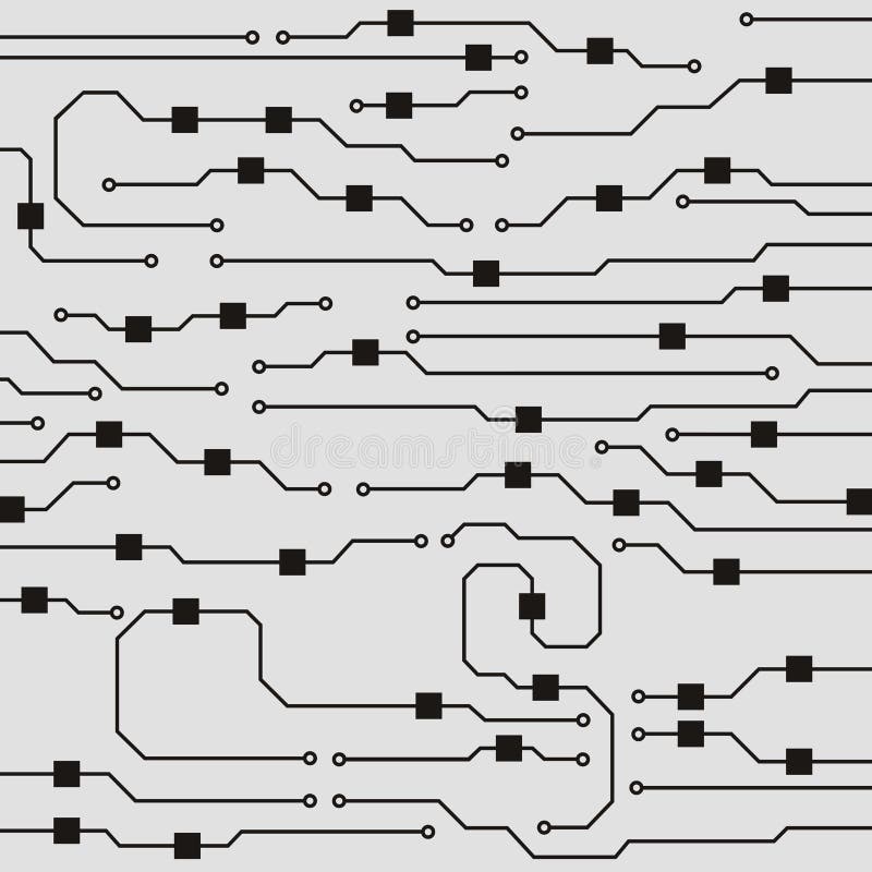 Vector Circuit Board Elements on Grid Illustration Stock Illustration ...