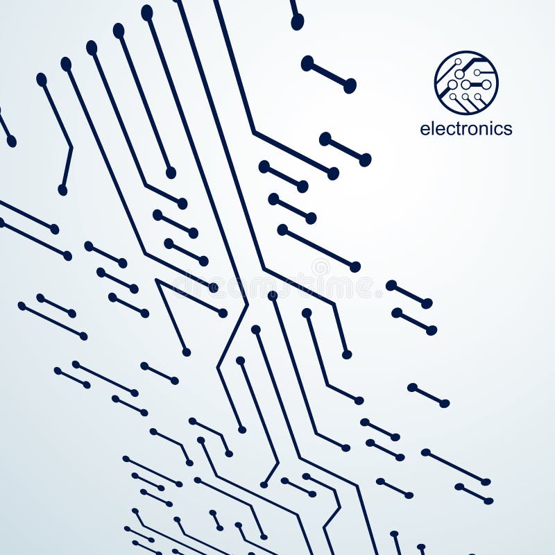 Vector Circuit Board, Digital Technologies Abstraction. Computer Microprocessor Scheme ...