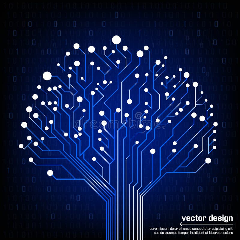 Vector Circuit Board Electronic Tree Stock Vector - Illustration of ...