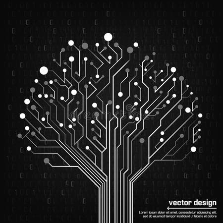 Vector Circuit Board Electronic Tree Stock Vector - Illustration of ...
