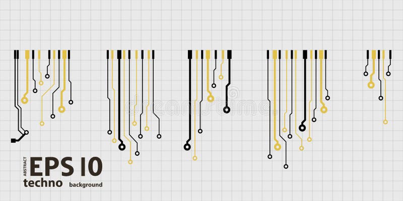 Vector Circuit Board Elements on Grid Stock Vector - Illustration of ...