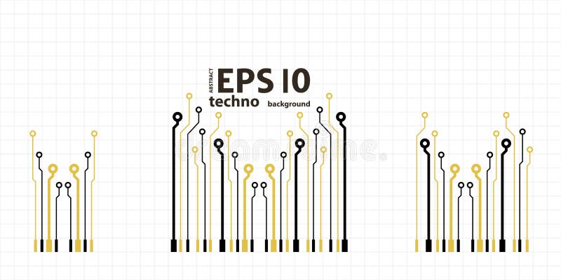 Vector Circuit Board Elements on Grid Illustration Stock Illustration ...