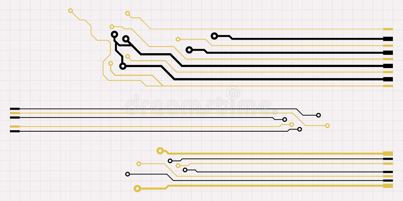 Vector Circuit Board Elements on Grid Illustration Stock Vector ...