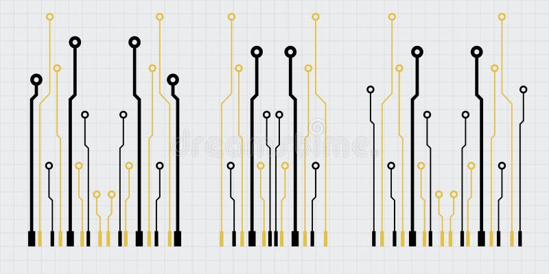 Vector Circuit Board Elements on Grid Stock Vector - Illustration of ...