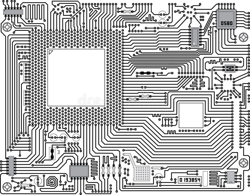 Circuit Board Vector Computer Drawing - Electronic Stock Vector ...