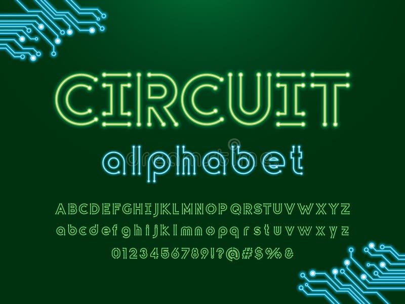 Circuit board font stock vector. Illustration of abstract - 144908062
