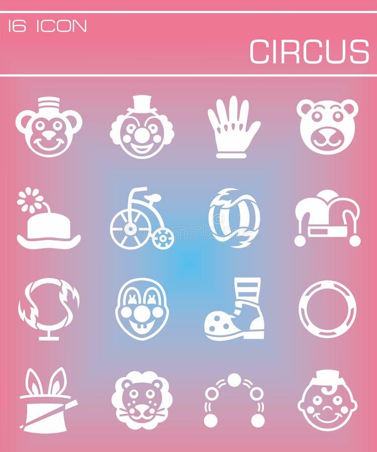 Circus Icon Set. People, Animals, Magician Show Clowns and Other Vector ...