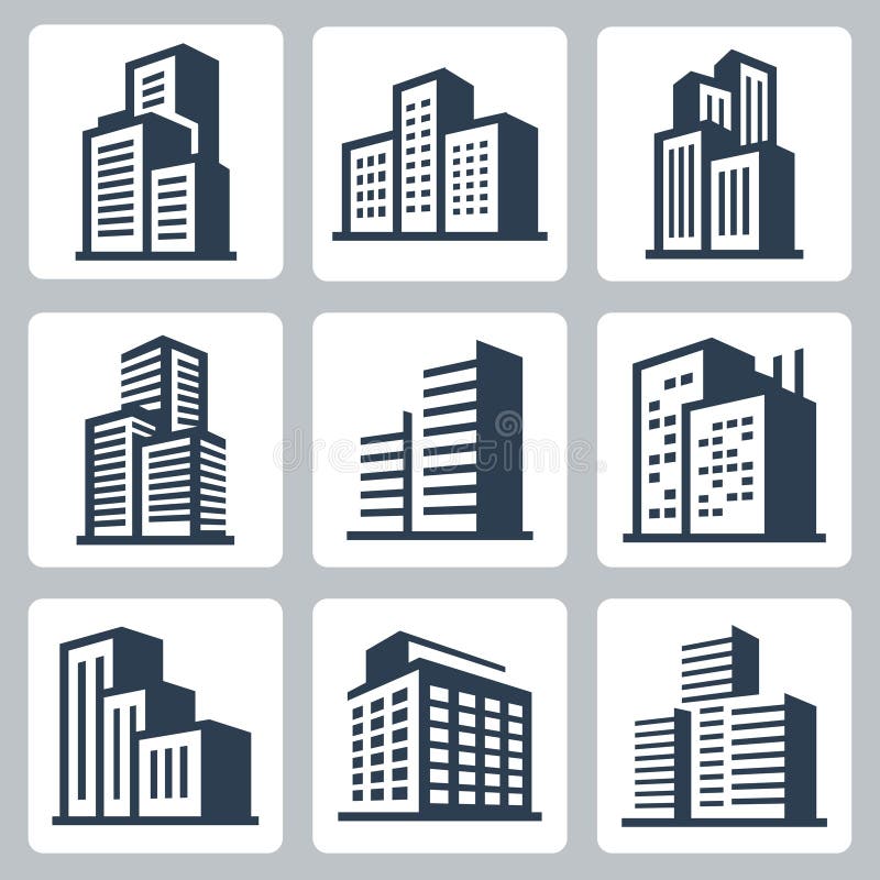 City Buildings Icons Over White Stock Vector - Illustration of ...