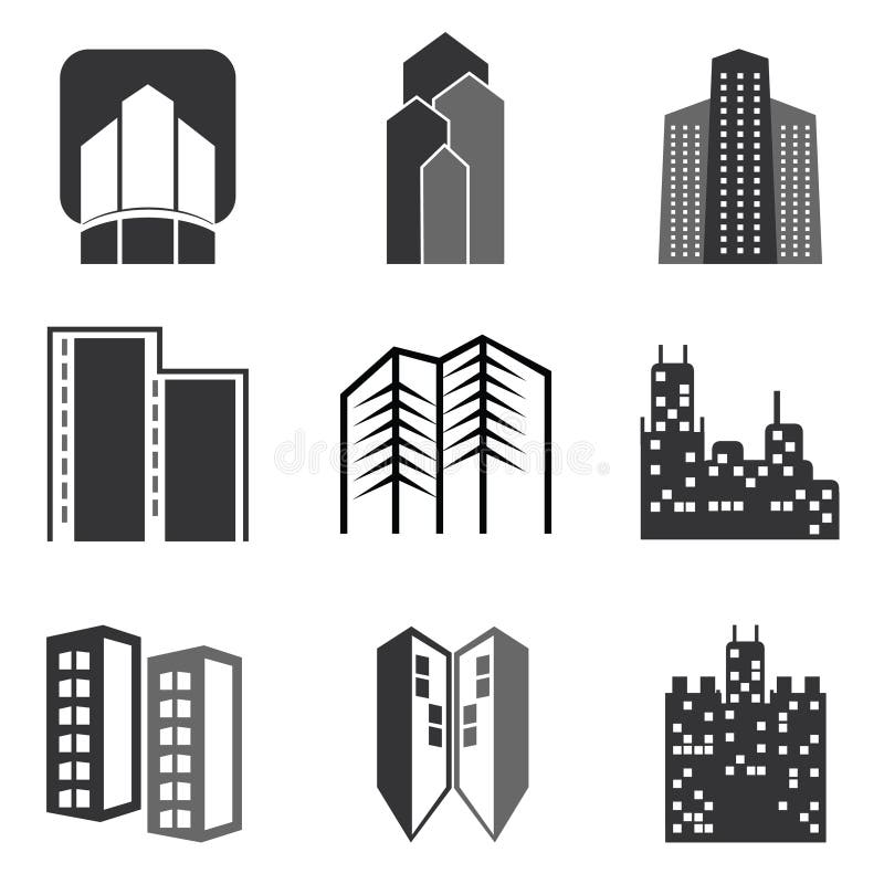 Blue Gray Building Logo Set Vector Design Stock Vector - Illustration ... Blue Gray Building Logo Set Vector Design Stock Vector - Illustration ...