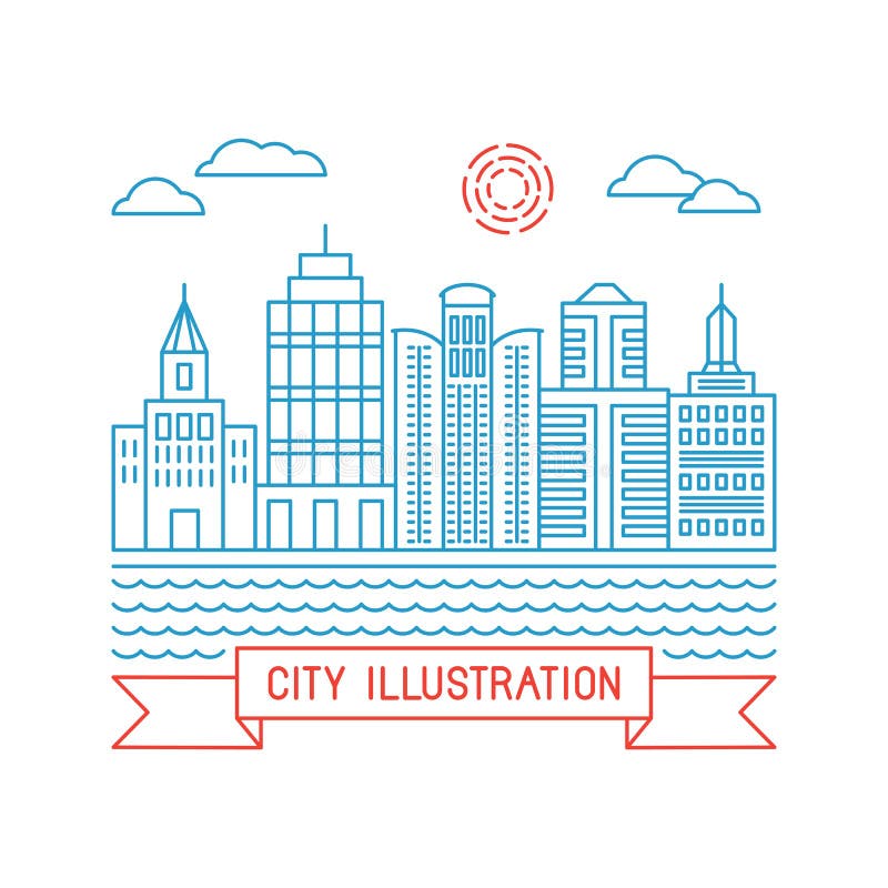 Vector City Concept in Flat Style Stock Vector - Illustration of design ...