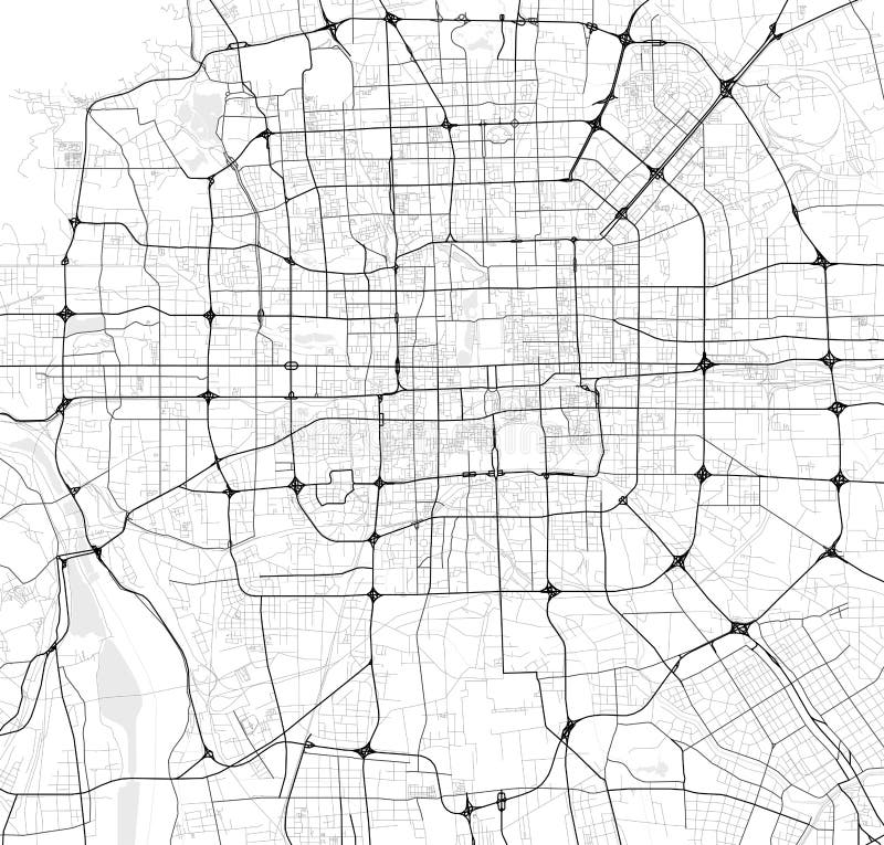 Beijing map vector stock vector. Illustration of drawing - 129382926