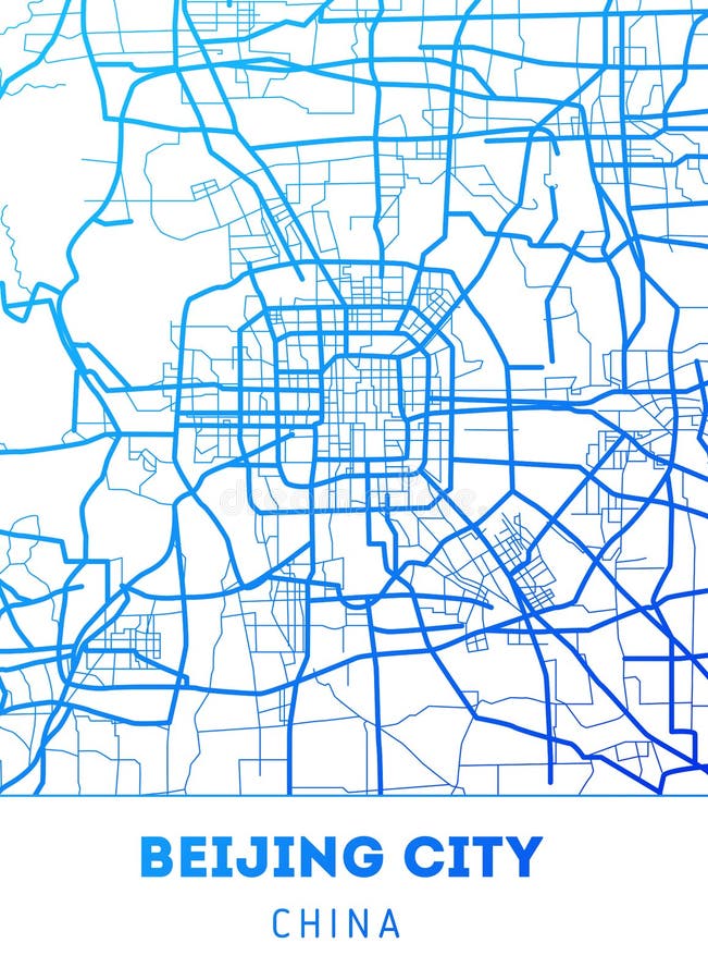 Vector City Map of Beijing City. Stock Vector - Illustration of borough ...
