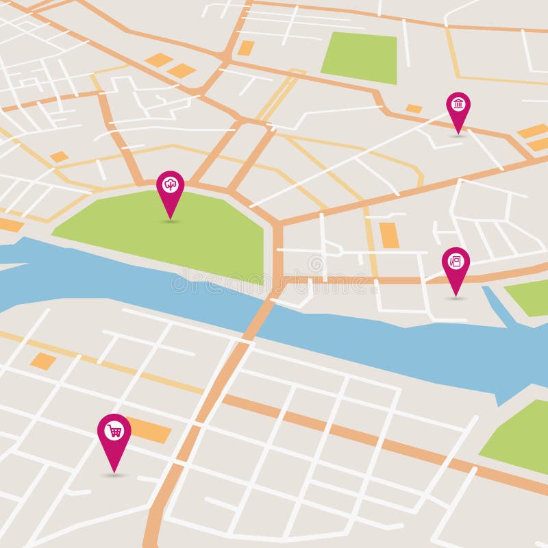 Vector city map stock vector. Illustration of icon, building - 97284545