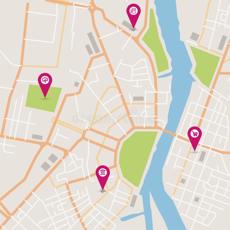 Vector city map stock vector. Illustration of icon, modern - 66086676