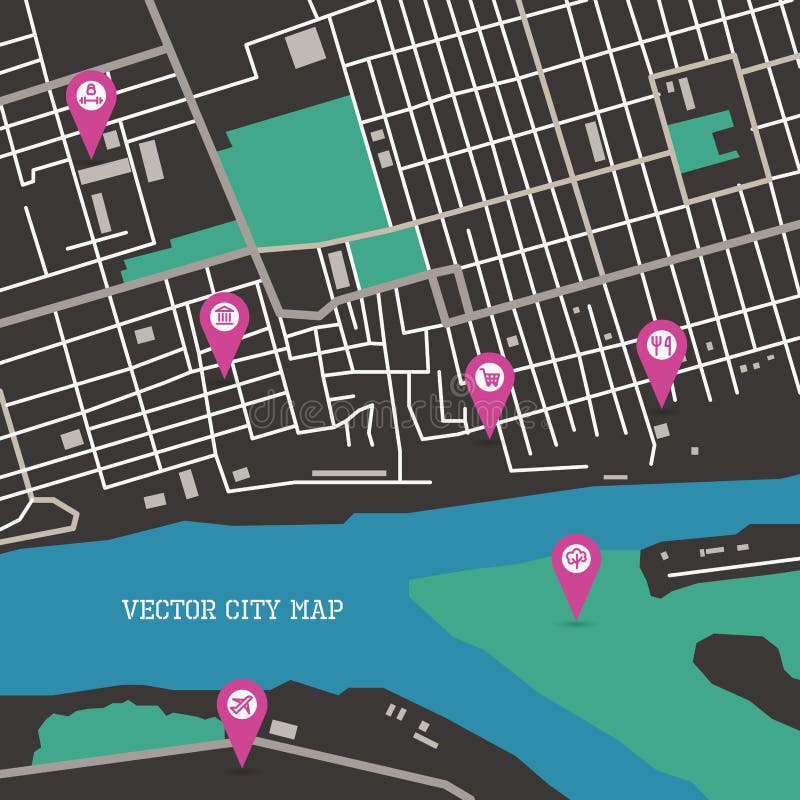 Vector city map stock vector. Illustration of megapolis - 71617410
