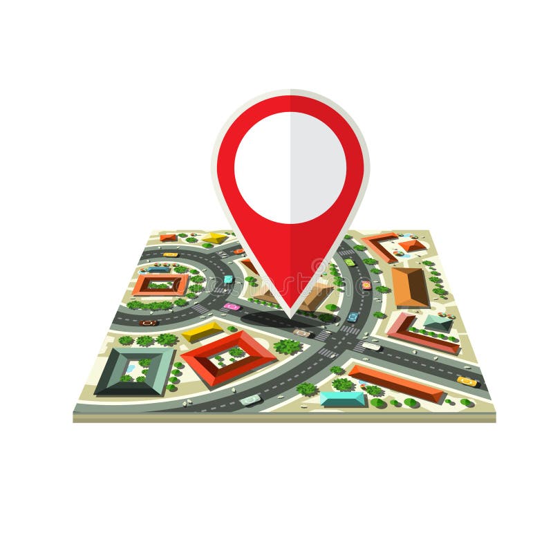 Vector City Map Icon with Red Marker Stock Vector - Illustration of ...