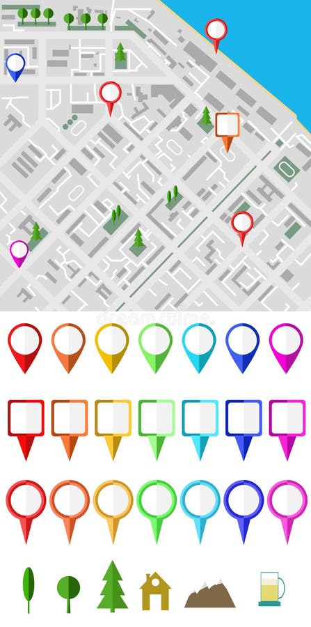 Vector City Map Illustration Containing Stock Vector - Illustration of ...