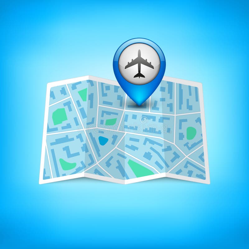 Vector City Map with Label Pin Stock Illustration - Illustration of ...