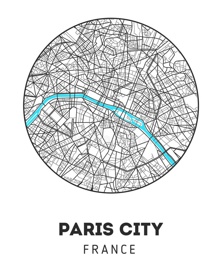 Vector City Map of Paris City. Stock Vector - Illustration of black ...