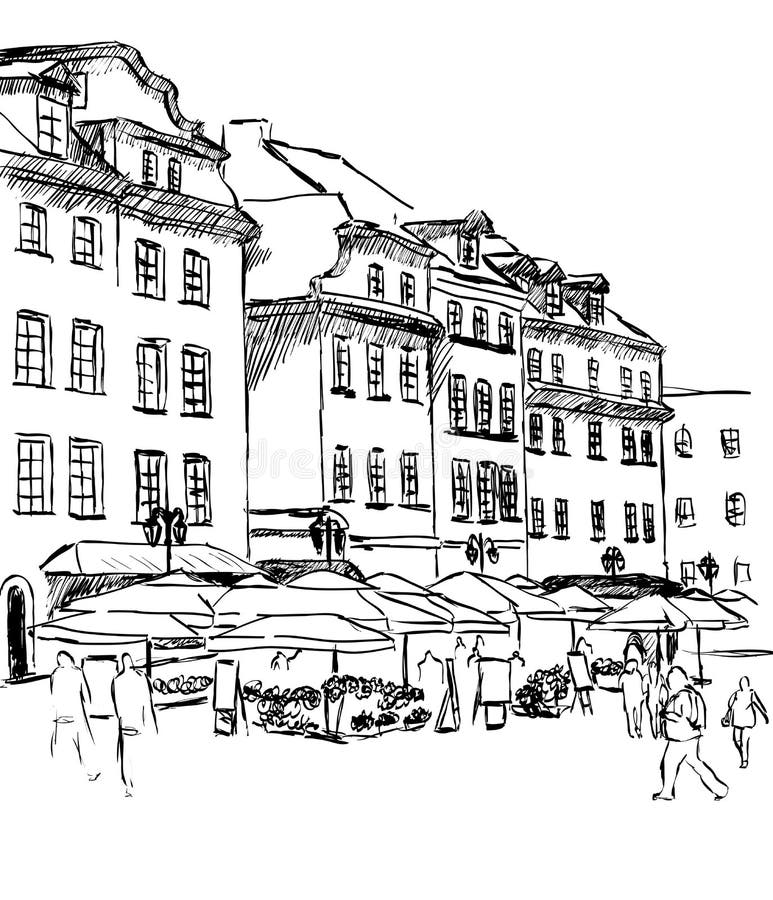 Vector city sketch. stock vector. Illustration of graphic - 86072086