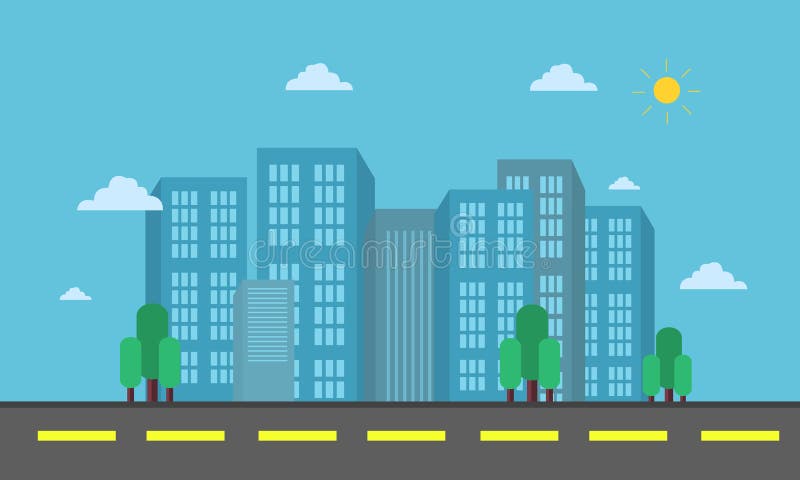 Vector of City and Street Landscape Stock Vector - Illustration of ...