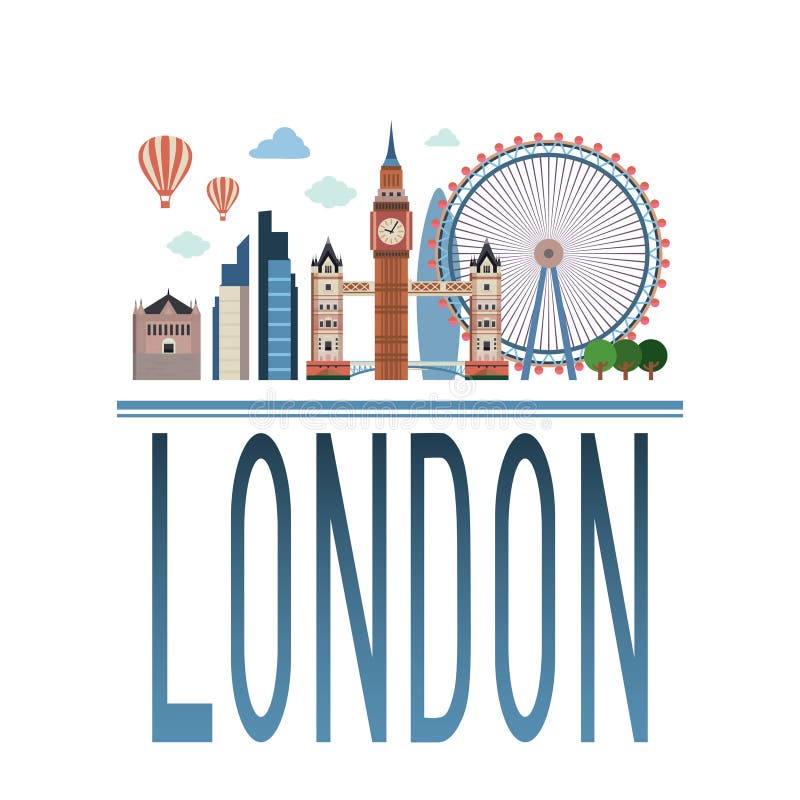 Vector Cityscape with Inscription London . Editorial Stock Photo ...