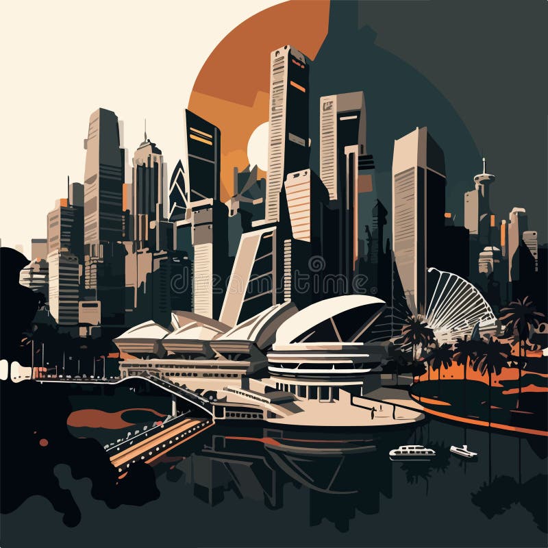 Vector Cityscape of Singapore Vector Illustration Stock Illustration ...
