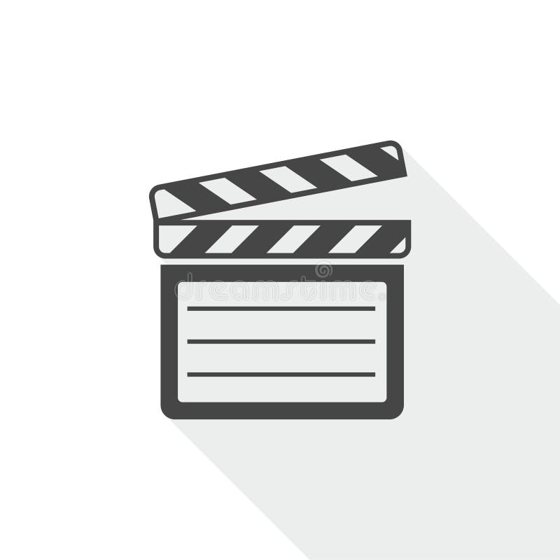 Vector Clap Board Icon with Long Shadow Stock Vector - Illustration of ...