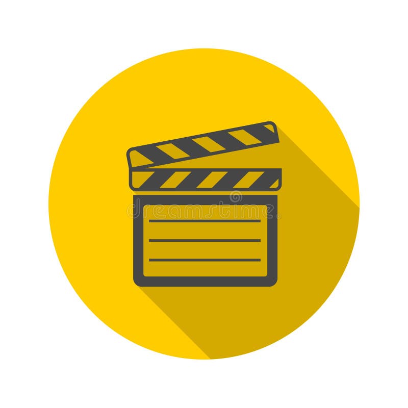 Vector Clap Board Icon with Long Shadow Stock Vector - Illustration of ...