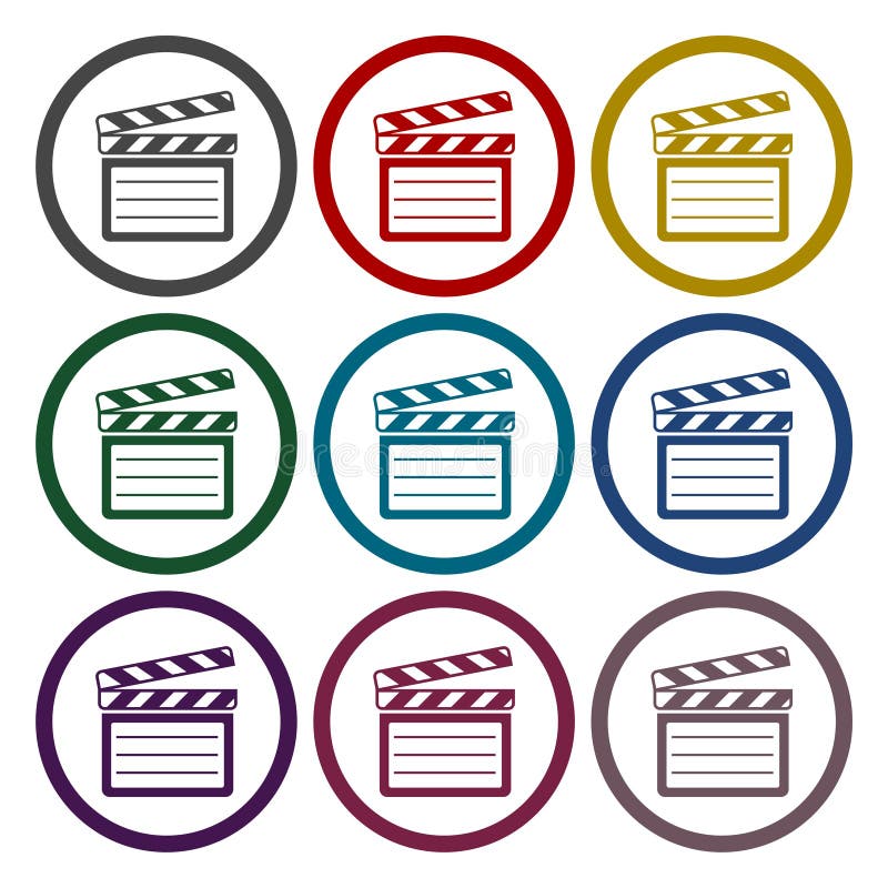 Vector Clap Board Icons Set Stock Vector - Illustration of ...