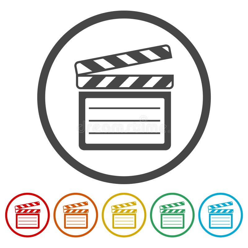 Vector Clap Board Icons Set Stock Vector - Illustration of board ...