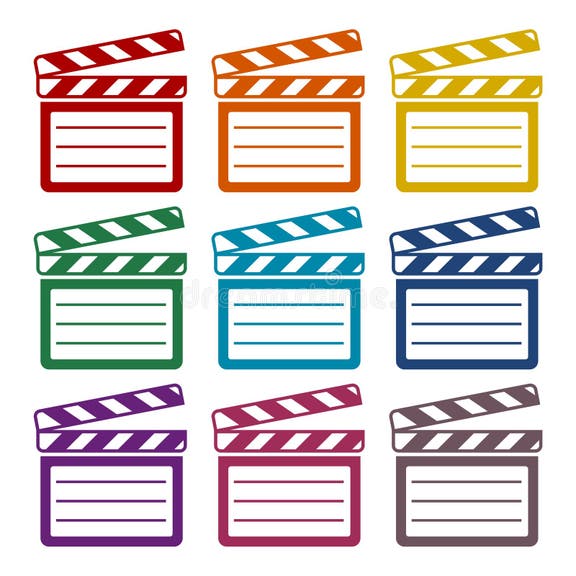 Vector Clap Board Sticker Set Stock Vector - Illustration of movie ...