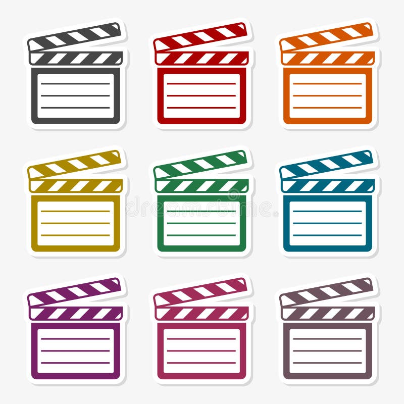 Vector Clap Board Sticker Set Stock Vector - Illustration of production ...