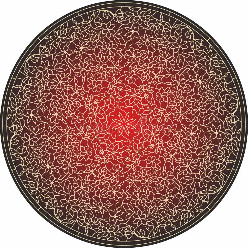Vector Classic Colored Round Ornament. Red Pattern in a Circle. Drawing ...