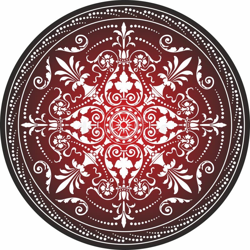 Vector Classic Colored Round Ornament. Red Pattern in a Circle Stock ...