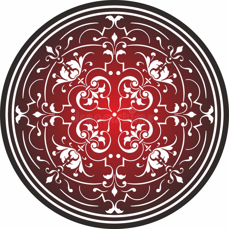 Vector Classic Colored Round Ornament. Red Pattern in a Circle Stock ...