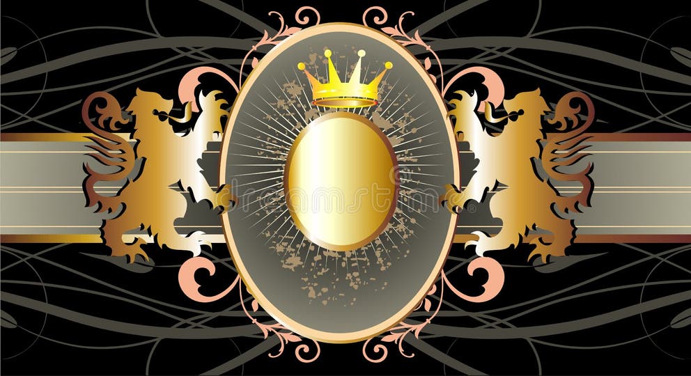 Vector Classic Gold-black Banner with Crown and Li Stock Vector ...