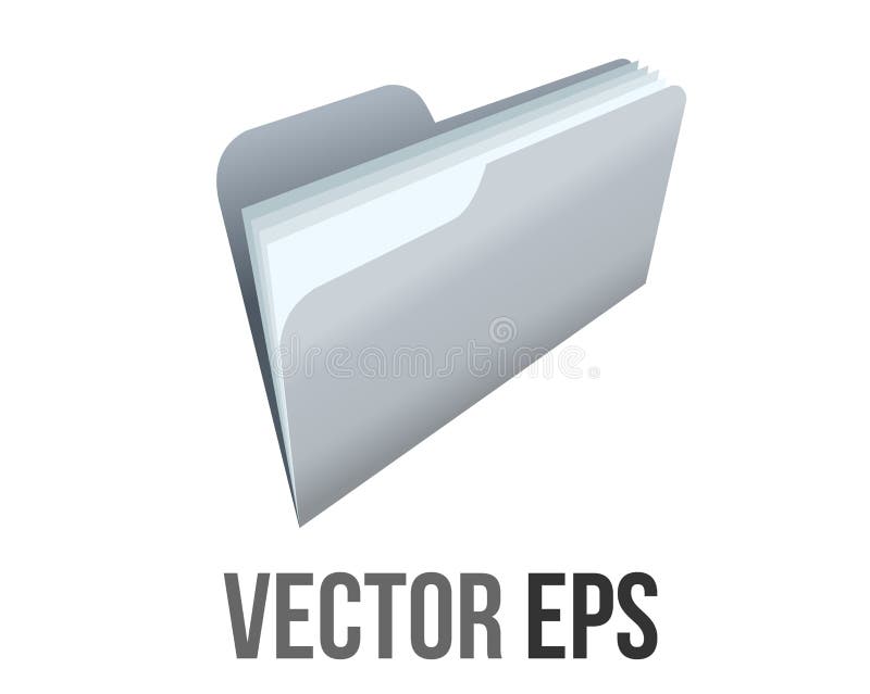 Vector Classic Gradient Grey Computer Empty File Folder Icon with ...