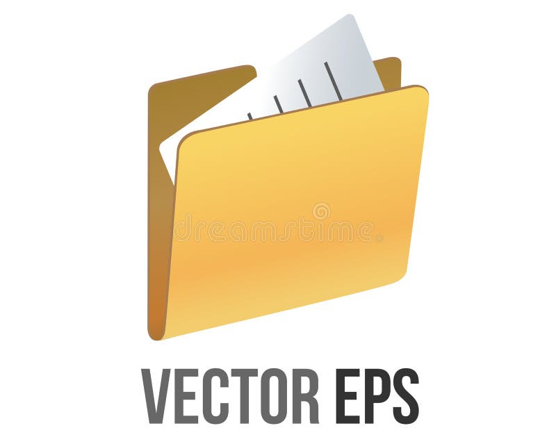Vector Classic Gradient Yellow Computer File Folder Icon with Document ...
