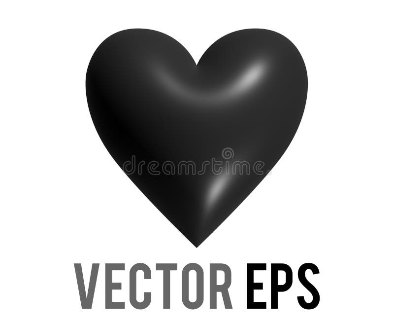 Classic Love Gradient Black Glossy Heart 3D Icon, Express Dark Side of ...