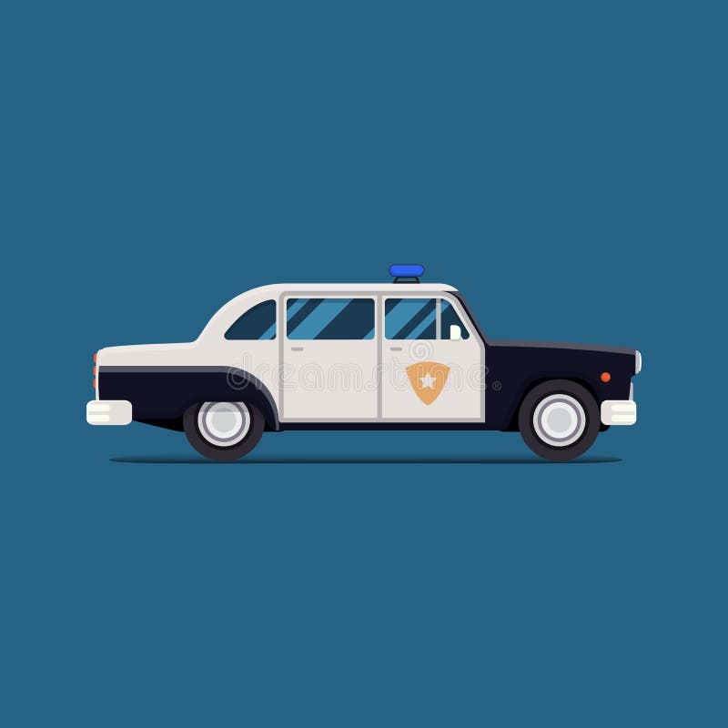 Vector Classic Police Car. Modern Flat Style Illustration. Icon Stock ...