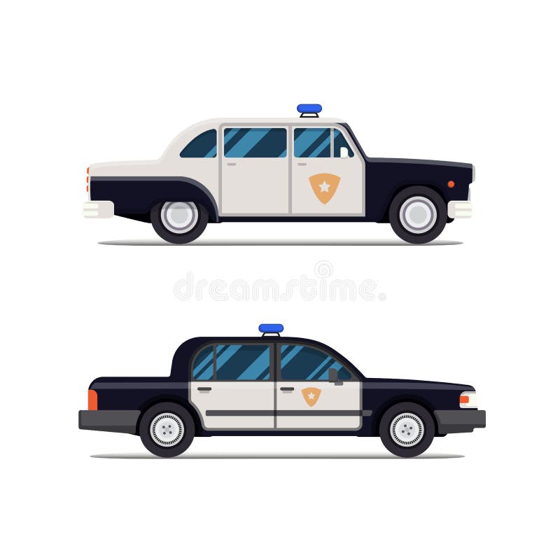 Vector Classic Police Car. Side View. Modern Flat Style Stock Vector ...