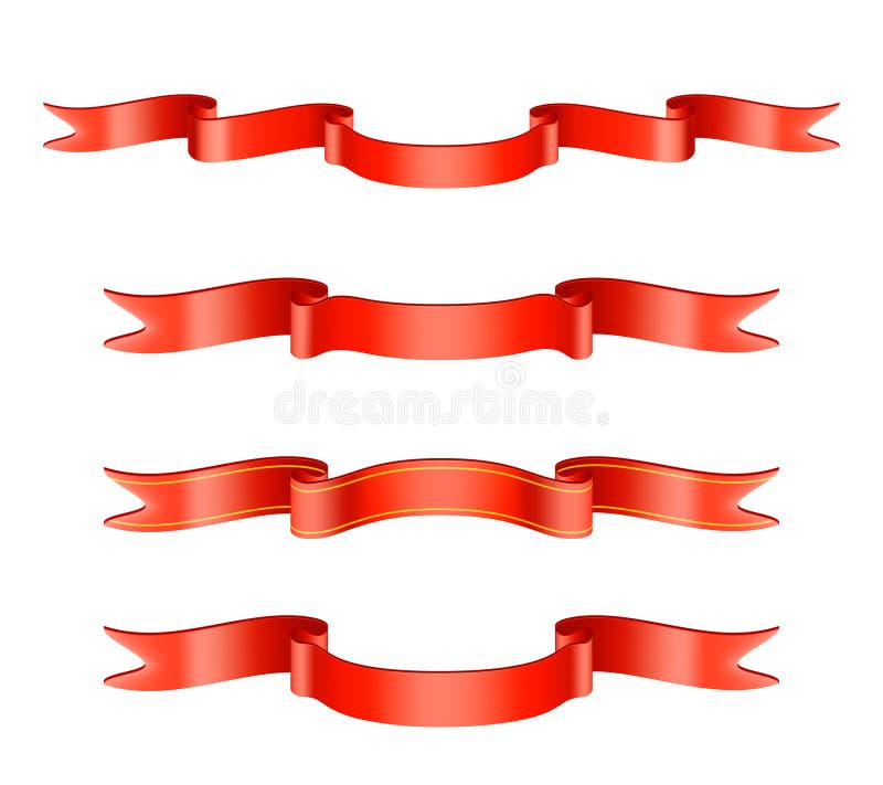 Classic Red Ribbon Set stock vector. Illustration of band - 30016350