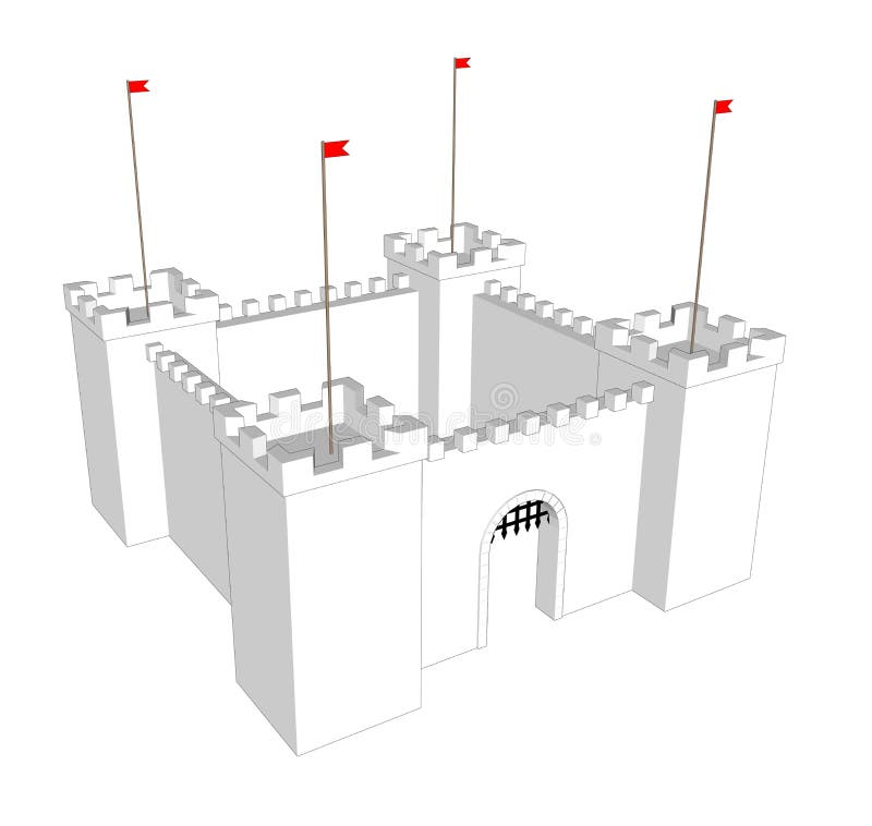 Vector Clean Castle on White Background Stock Vector - Illustration of ...